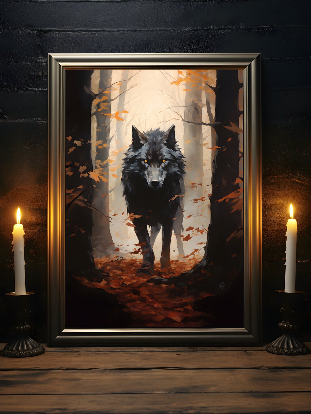 Wolf Poster, Autumn Forest Print, Forest Wall Art, Autumn Leaves ...