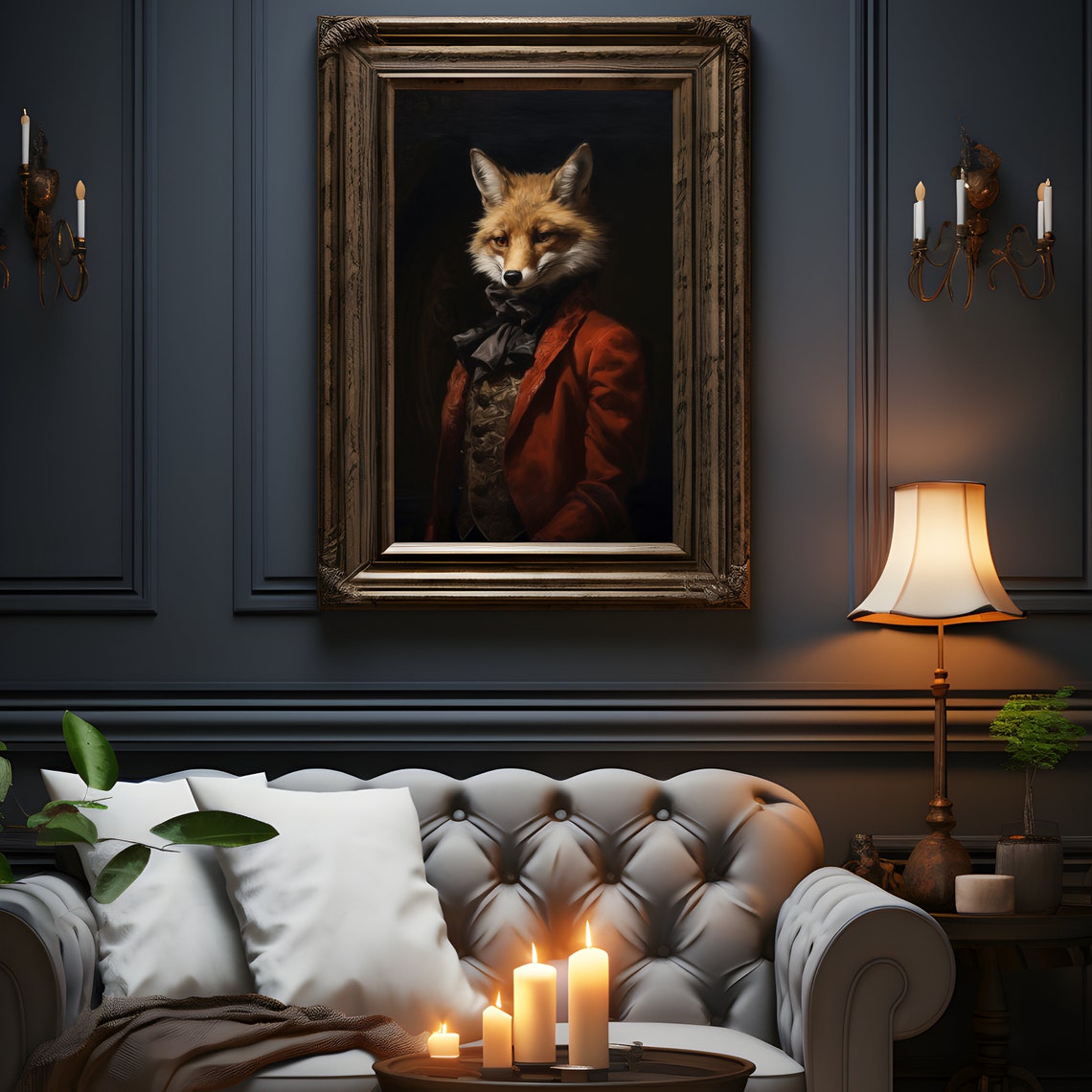 Mr Fox, Whimsical Fox, Quirky Animal Art, Animal Portrait, Fox Art ...