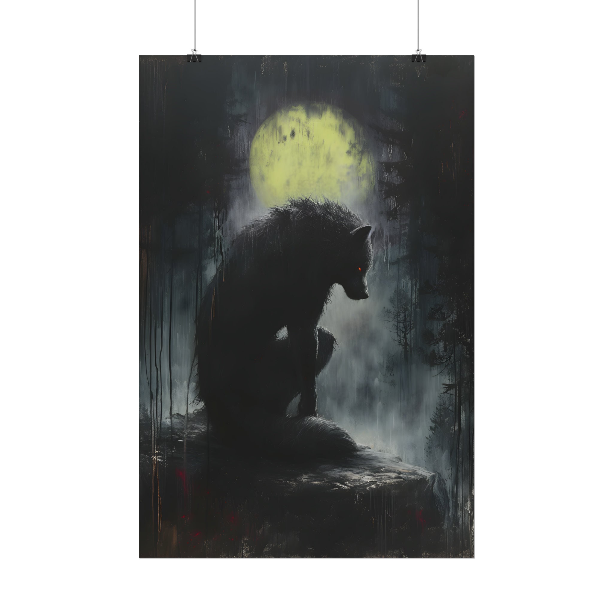 Werewolf Art Print, Wolf Poster, Gothic Home Decor, Oil Painting Print ...