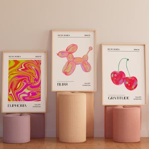 Vibrant Poster Set – Set of 3 | Neon 90s-inspired Gallery Exhibition ...