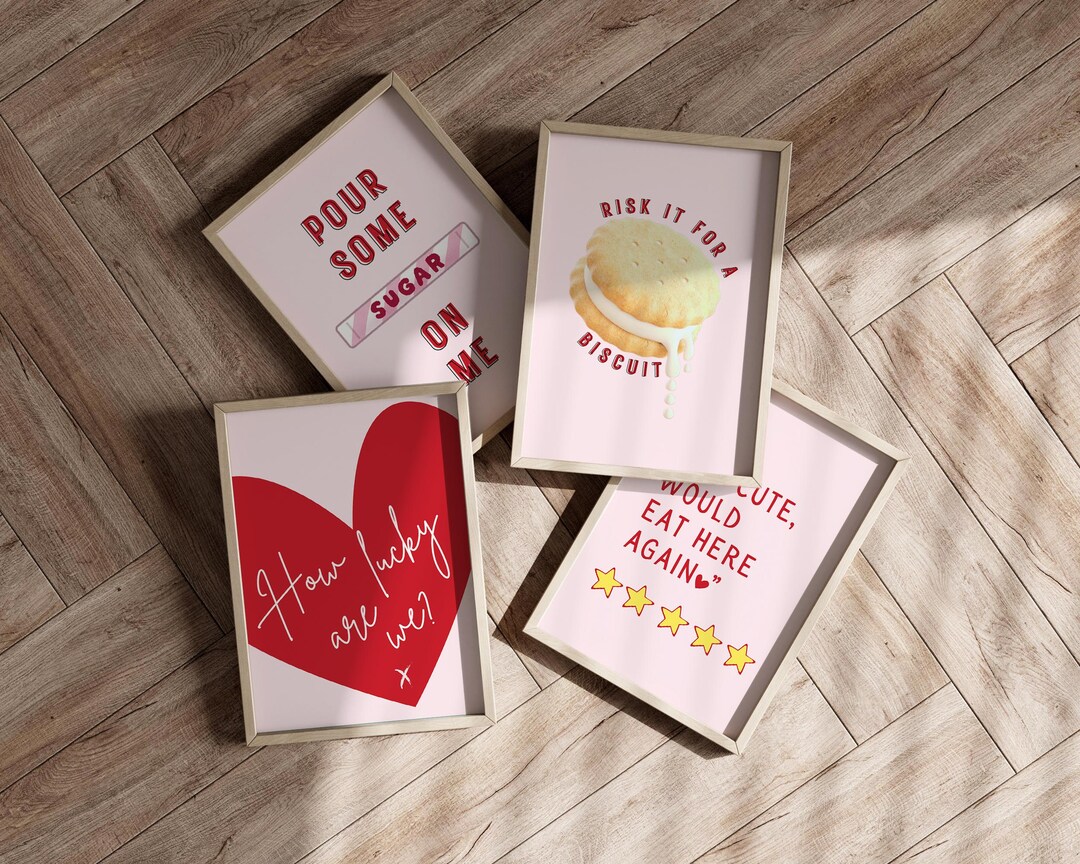 Valentines Day Prints | Printable Valentines Set of 4 | Retro ...