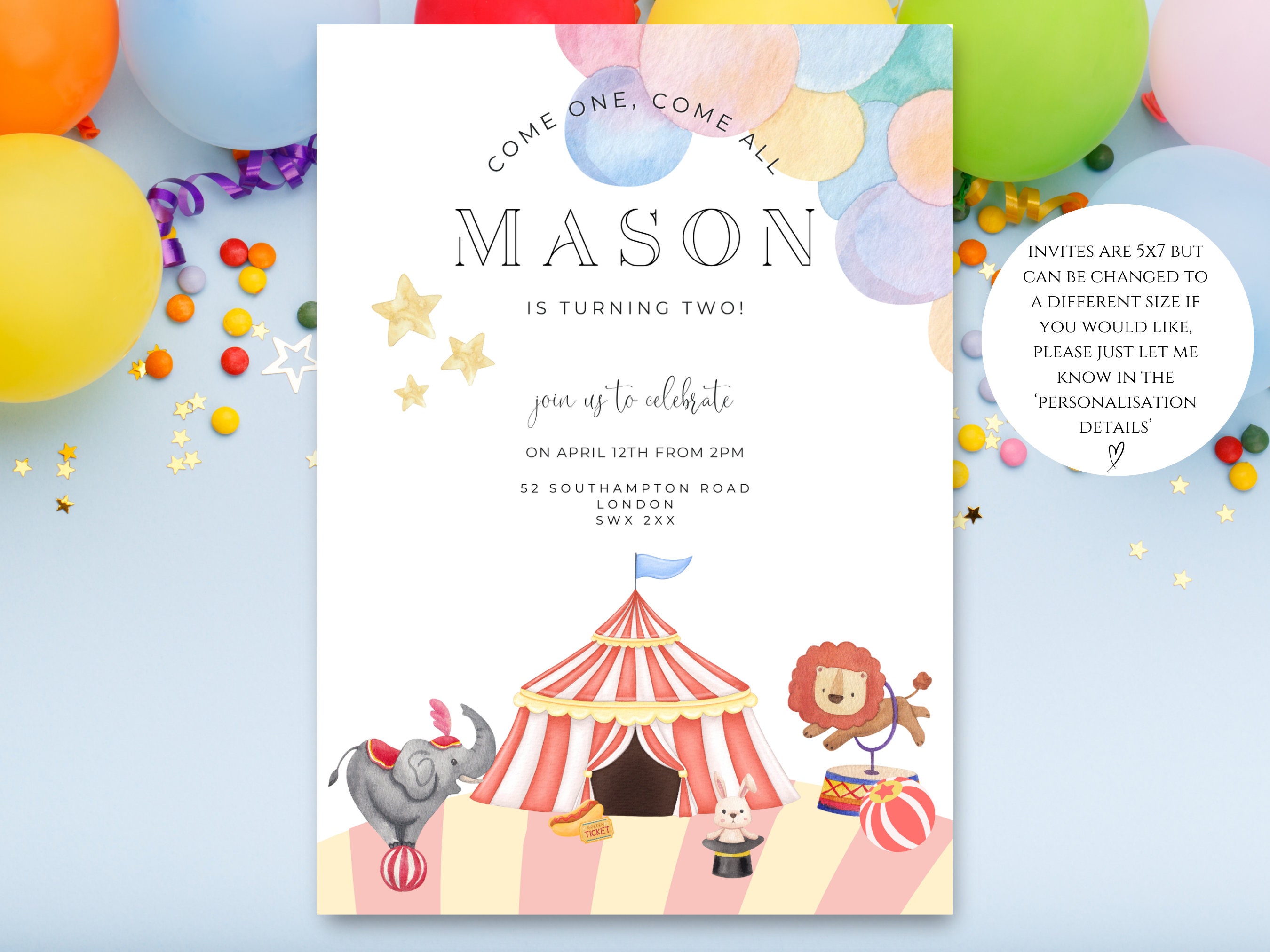 Pastel Circus Invitation, Red Circus Invitation, Big Top Themed ...