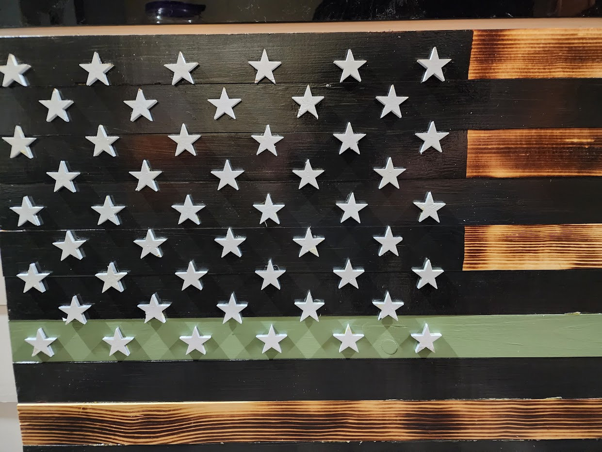 Custom Made Wooden Military Green Line American Flag - Etsy