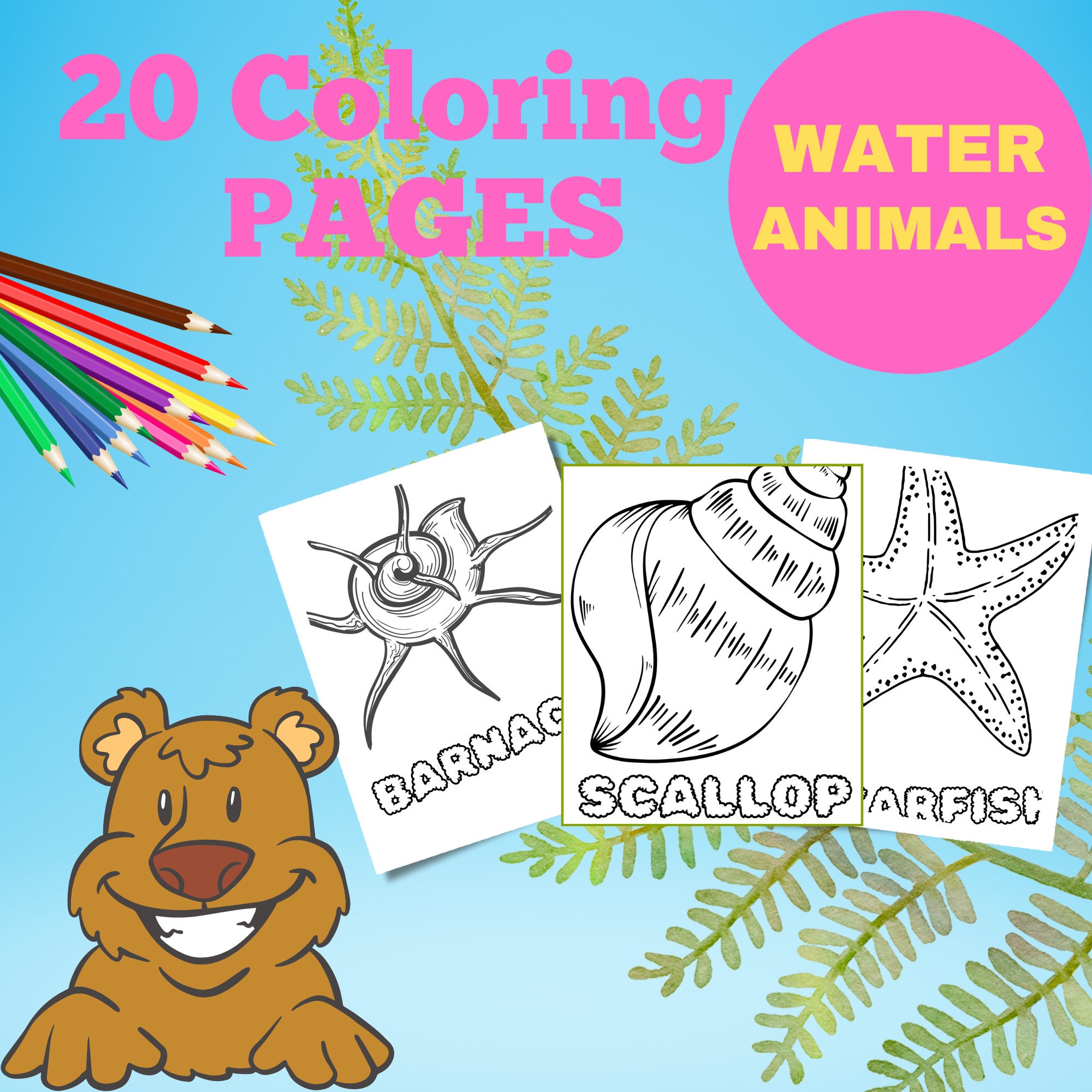 20 Water Animal Coloring Pages: Printable Sheets, Aquatic Fun for Kids ...