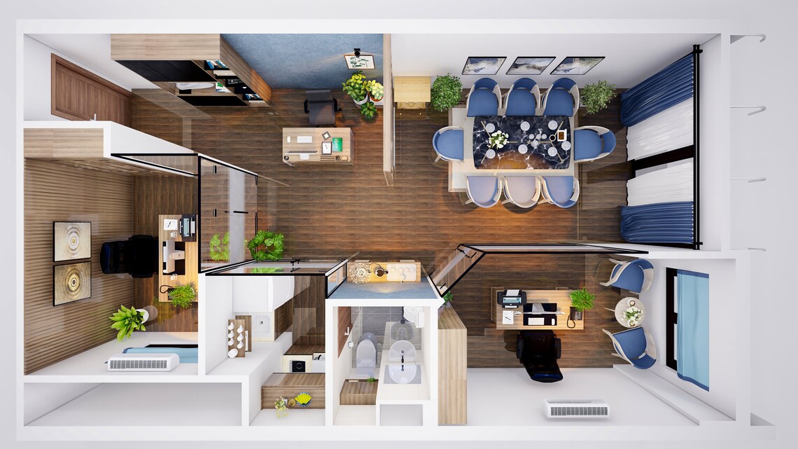 Realistic High Quality 3d Floor Plan, Convert Your 2D Plan Into a 3D ...