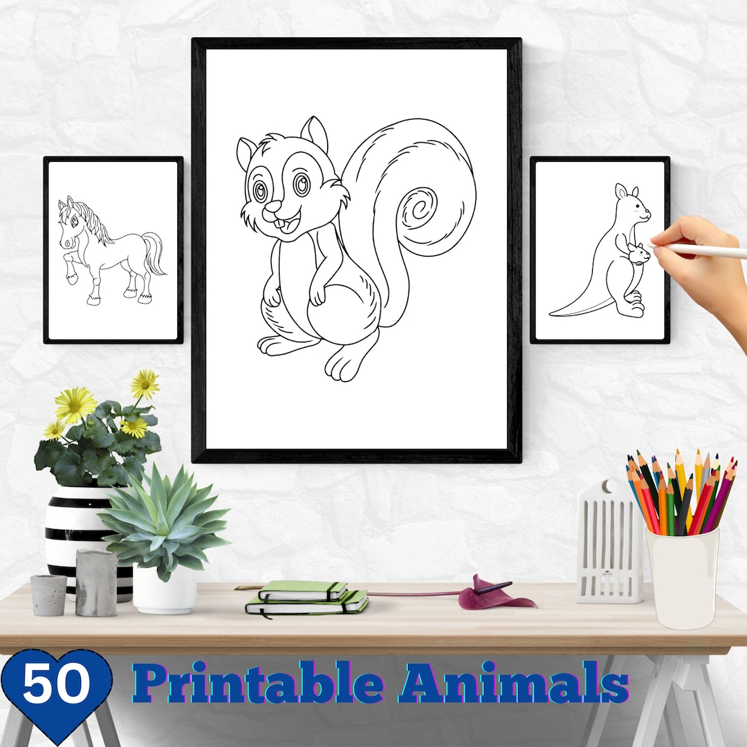 Bundle of 50 Adorable Printable Animal Designs Instant Digital Download ...