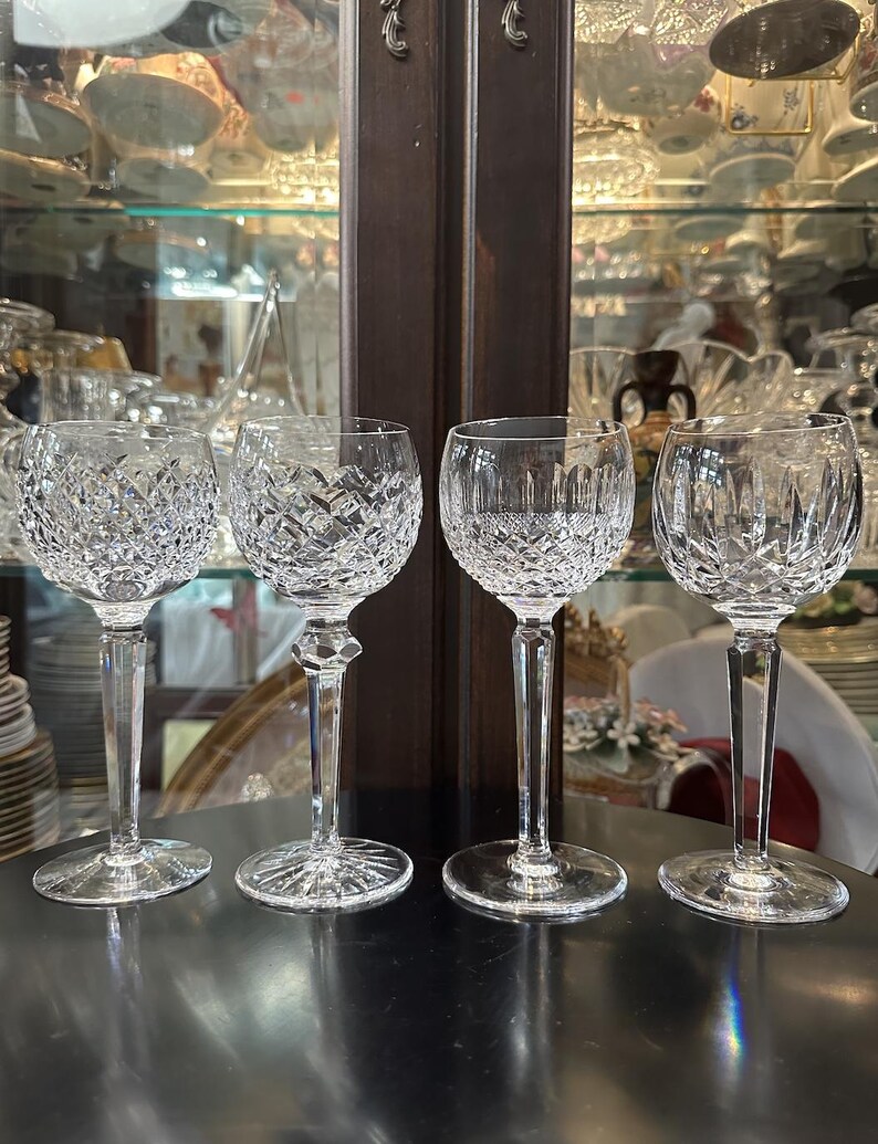 RARE Stunning Mixed Set of 4 WATERFORD CRYSTAL Hock Wine Glasses: Alana ...