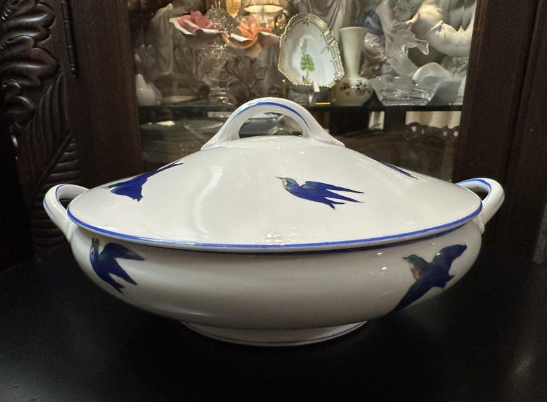 RARE Noritake M Nippon Blue Bird Oval Covered Vegetable Dish: Blue ...