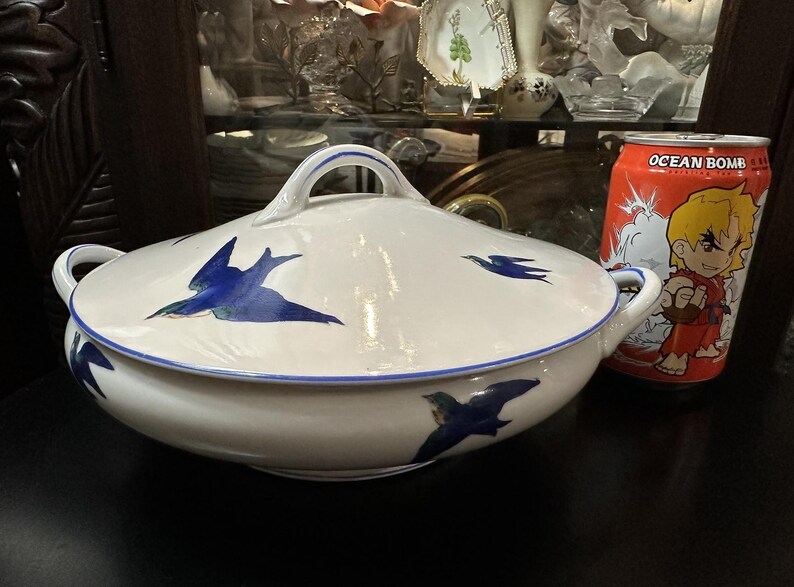 RARE Noritake M Nippon Blue Bird Oval Covered Vegetable Dish: Blue ...