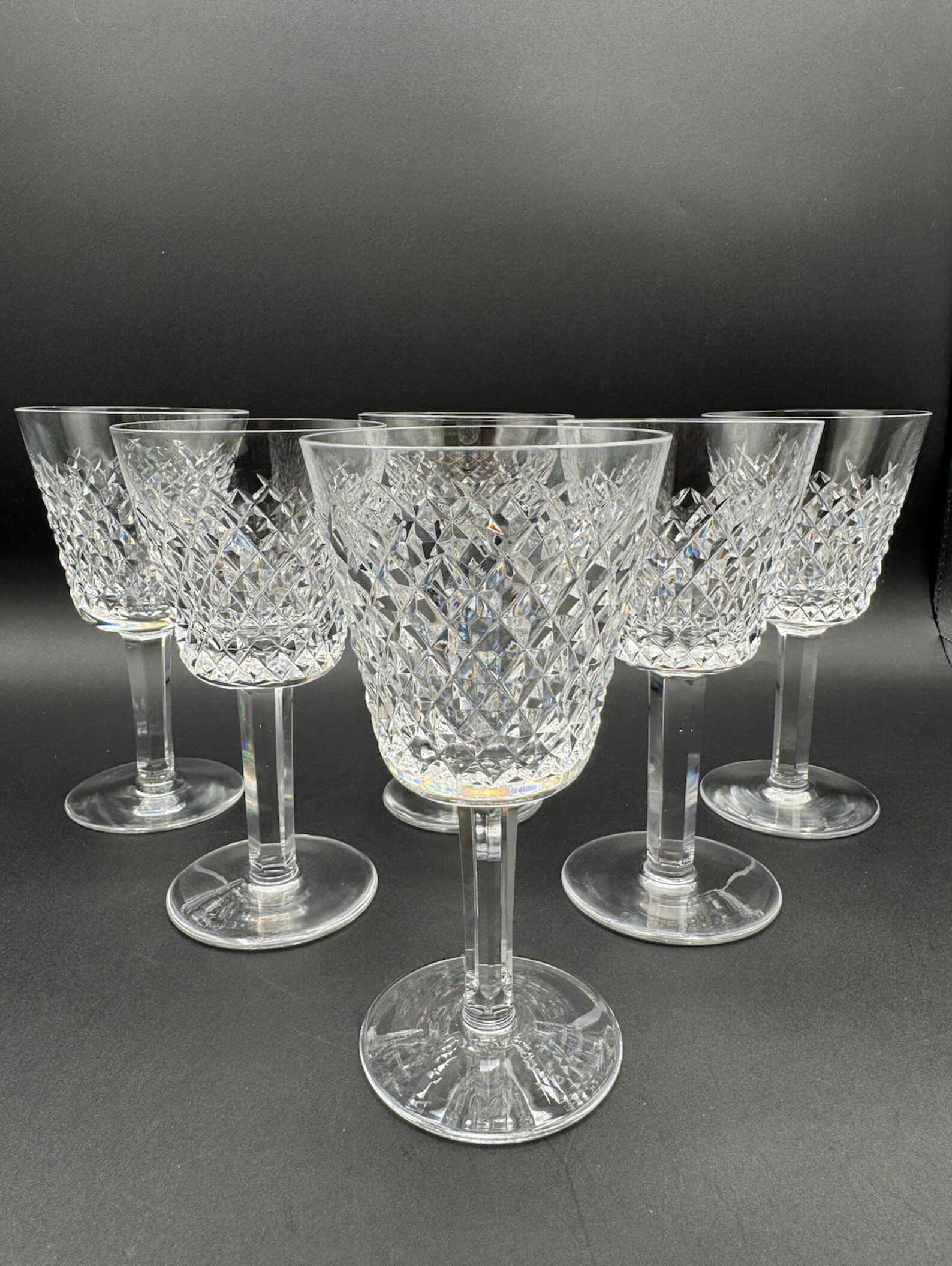 Magnificent Set of 6 WATERFORD CRYSTAL ALANA Claret Wine Glasses ...
