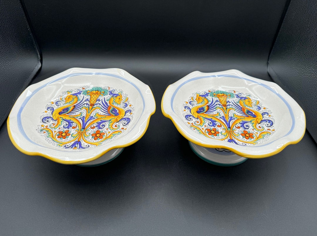 Rare Brand New Pair of 8''W Handpainted DERUTA CERAMICHE DER49 Round ...