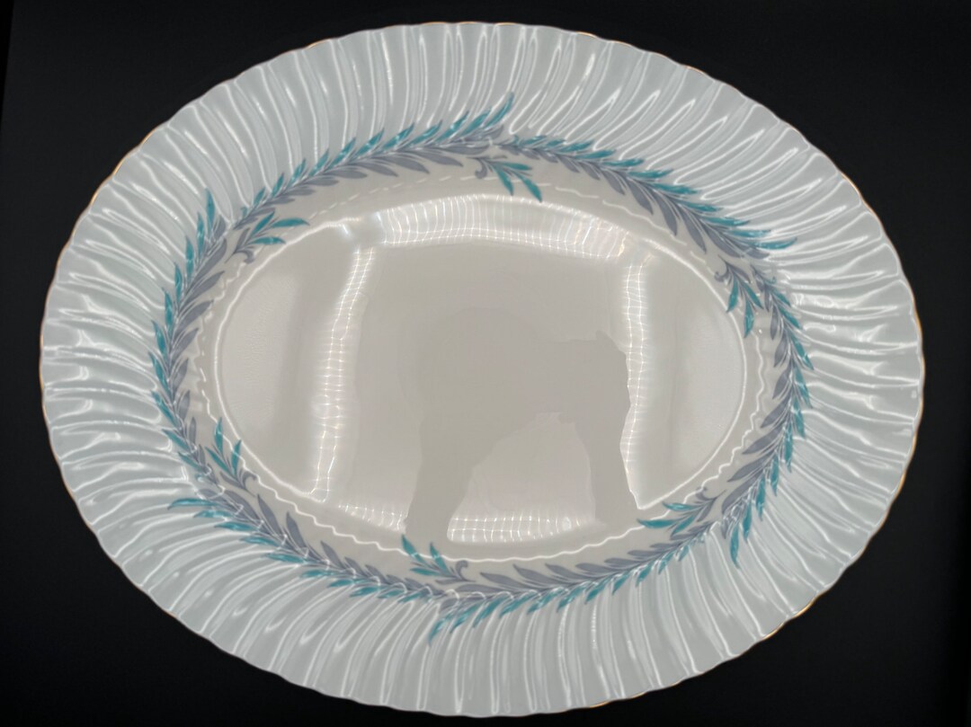 Stunning MINTON Symphony Blue 17.75'' Big Bone China Oval Serving ...
