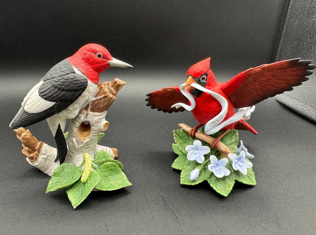 Beautiful Pair of Rare LENOX Garden Birds Fine Porcelain Figurines: Red ...