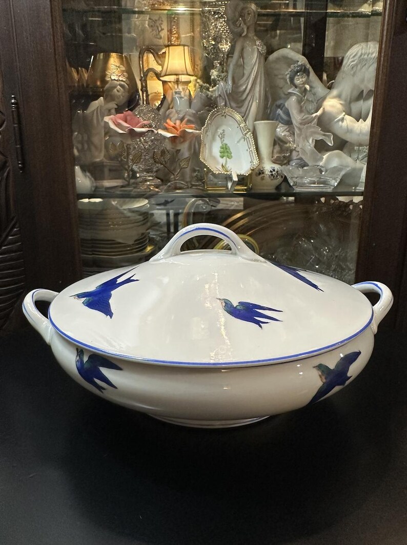 RARE Noritake M Nippon Blue Bird Oval Covered Vegetable Dish: Blue ...