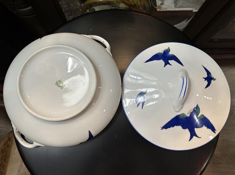RARE Noritake M Nippon Blue Bird Oval Covered Vegetable Dish: Blue ...