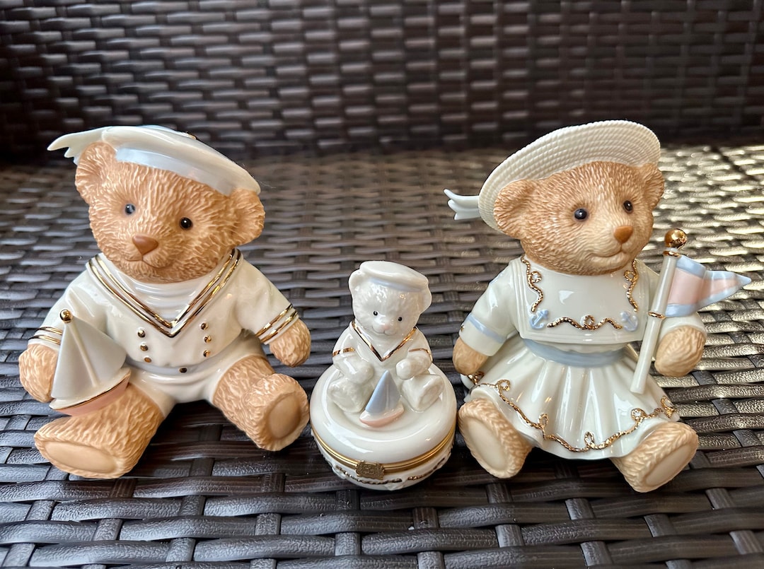RARE Set of Trio LENOX Porcelain Teddy Bears: First Mate, Sailor Girl ...