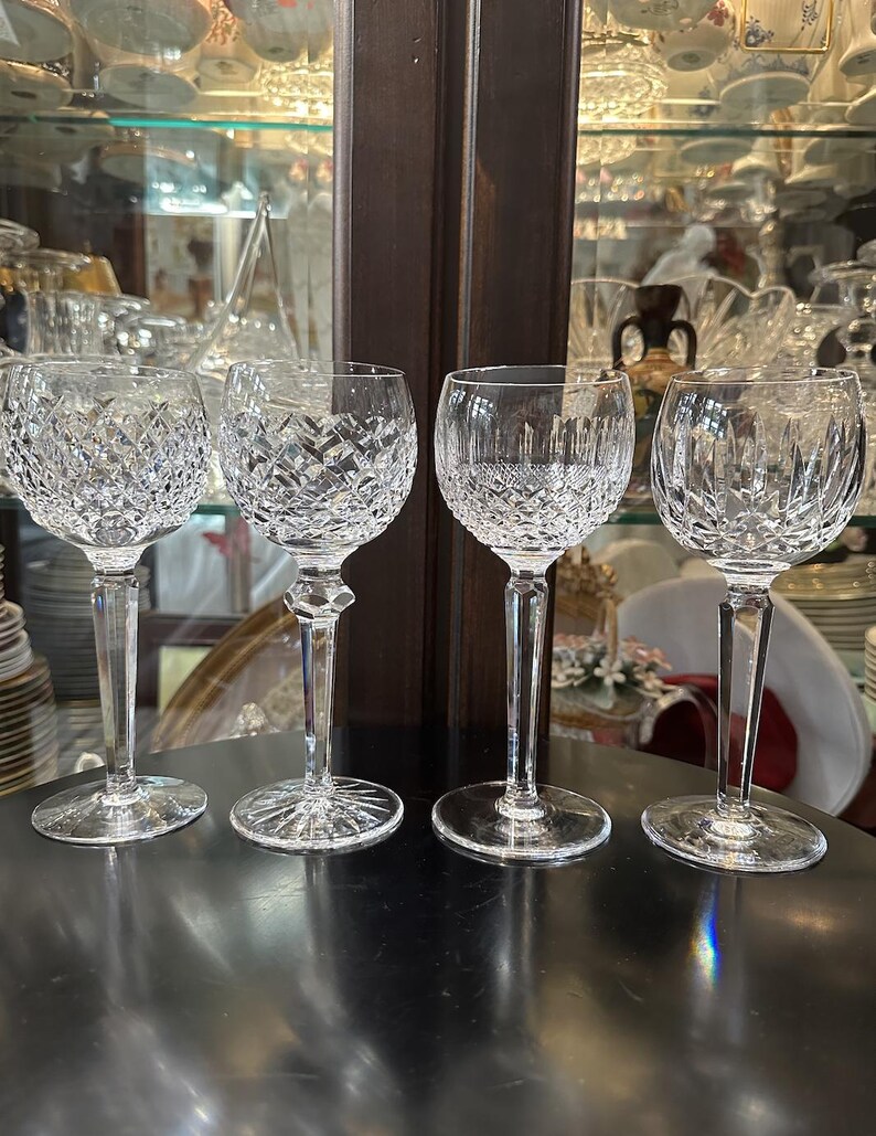 RARE Stunning Mixed Set of 4 WATERFORD CRYSTAL Hock Wine Glasses: Alana ...