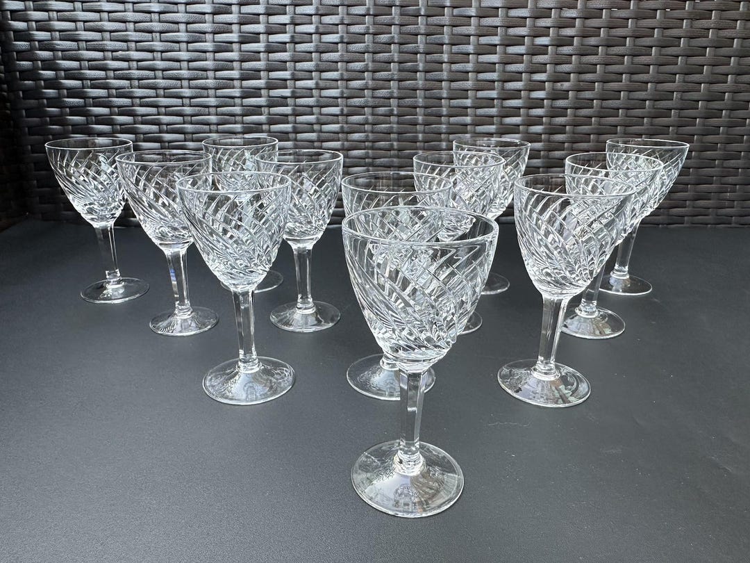 RARE Magnificent Set of 12 MCM Cut Crystal Liquor Cocktail Glasses With ...