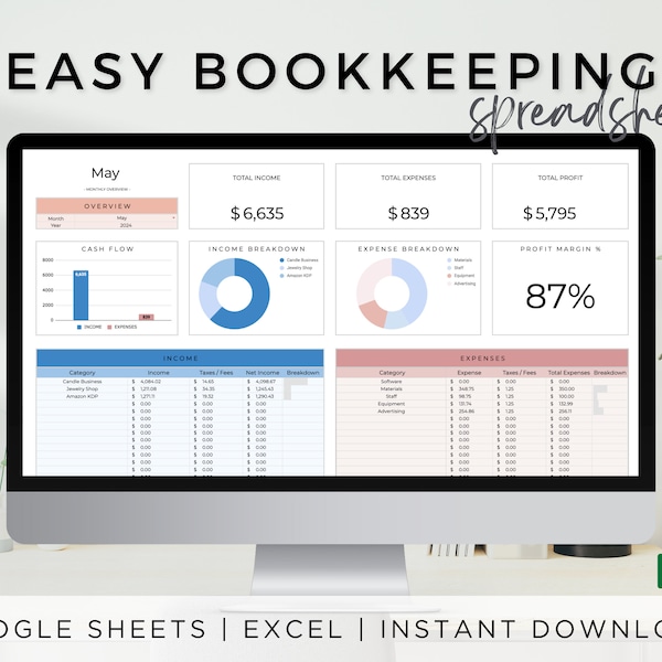 Small Business Bookkeeping Template Spreadsheet Google Sheets Profit ...