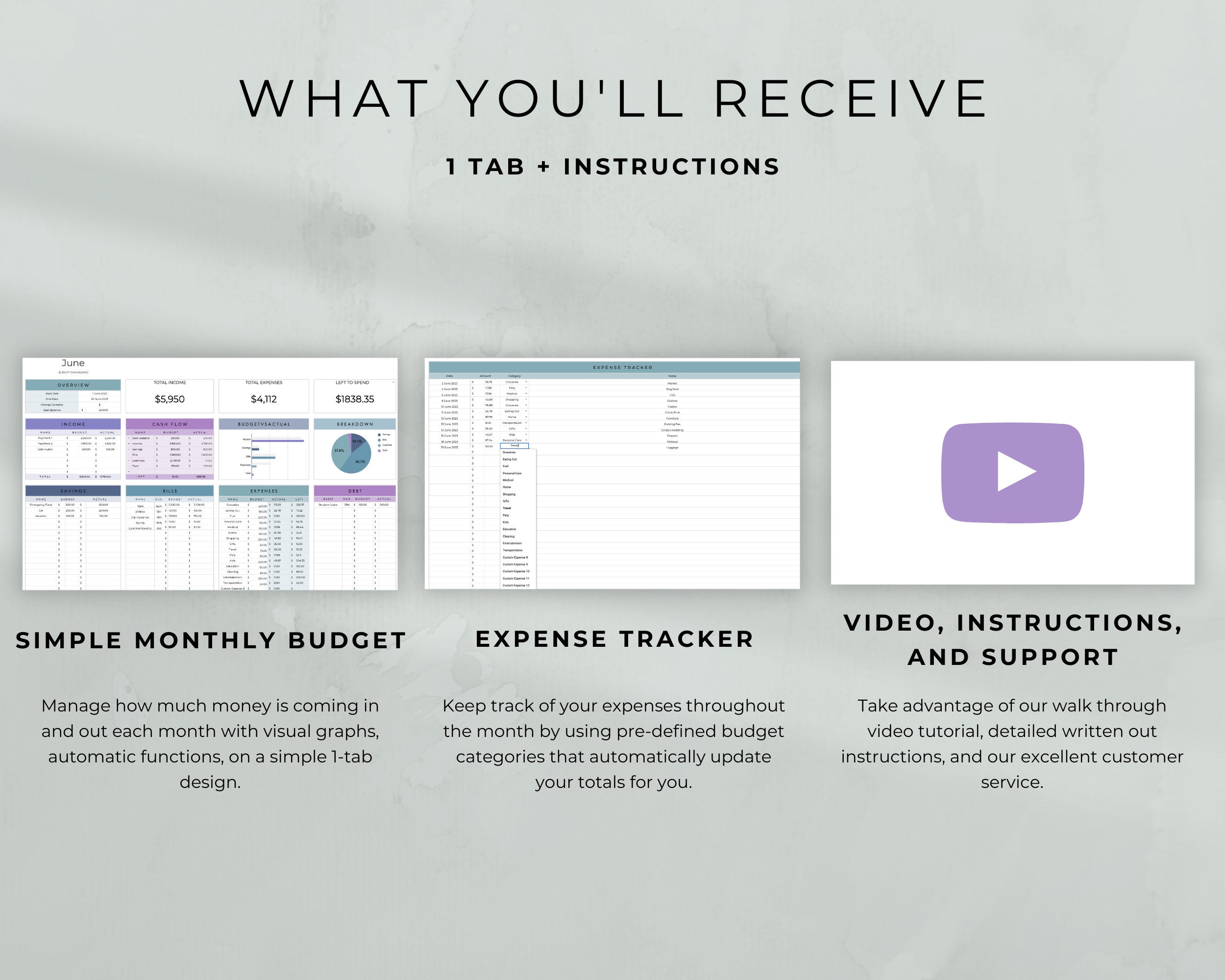 Simple Monthly Budget Spreadsheet for Google Sheets Excel - Etsy