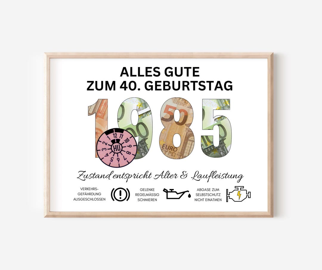 Money Gift 40th Birthday Man Born in 1985 Gift Idea Money Funny DIY ...