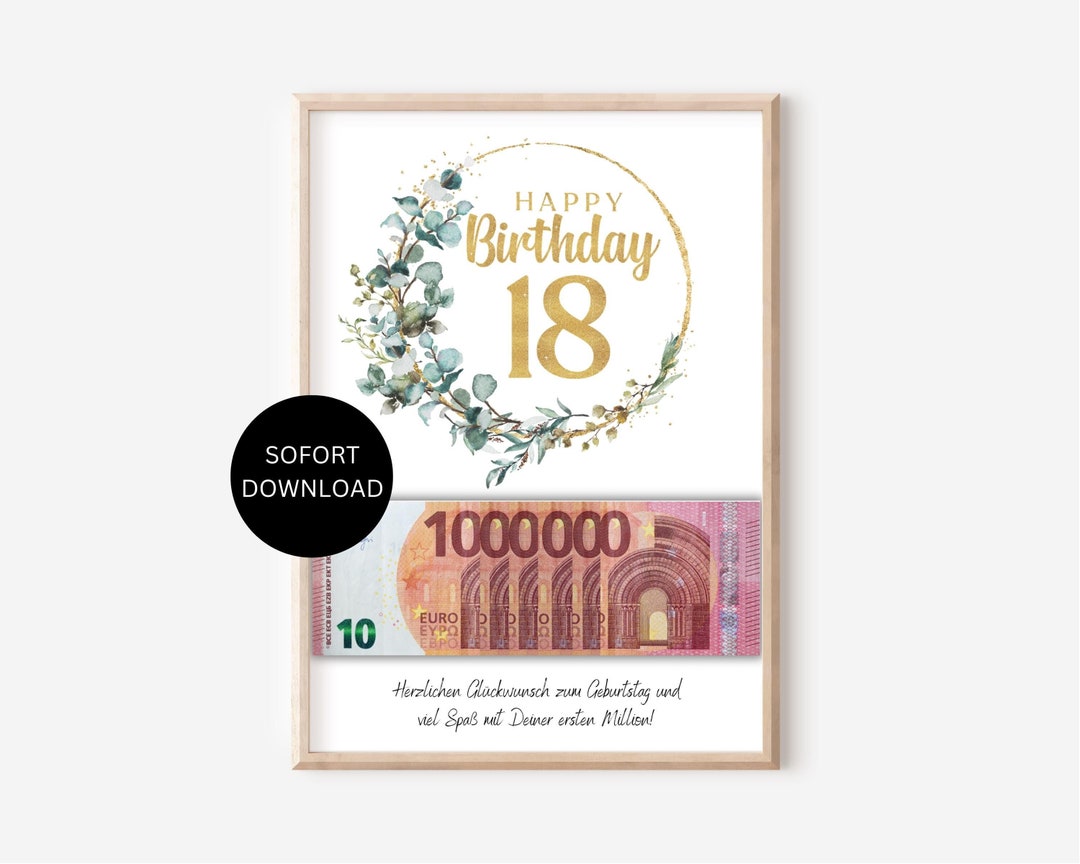 Money Gift 18th Birthday Instant Download I Gift Birthday Money Funny I ...