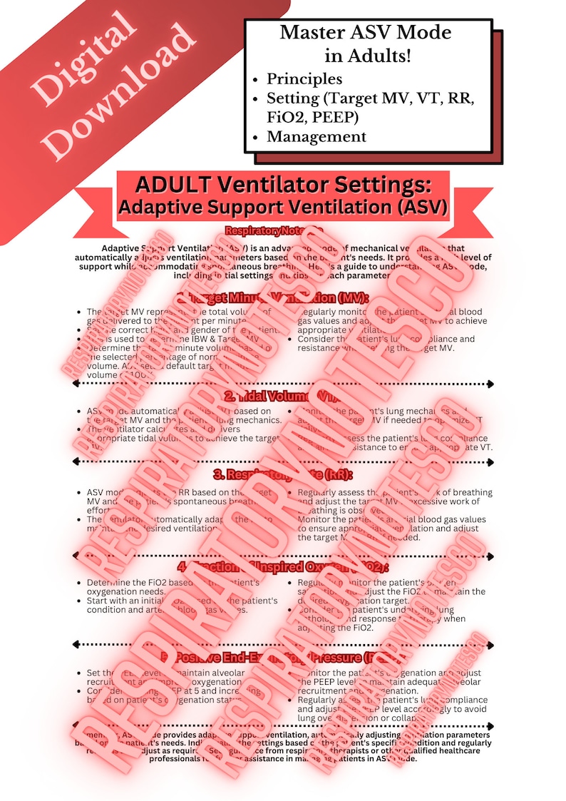 ADULT Mechanical Ventilation Study Guide Bundle Respiratory Therapist ...