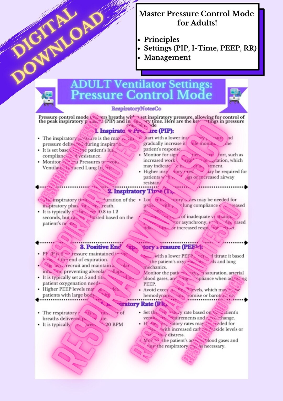 Mechanical Ventilation Study Guide | Respiratory Therapy Cheat Sheet ...