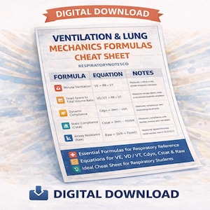 Ventilation Formula Cheat Sheet | Lung Mechanics Equations Study Guide ...