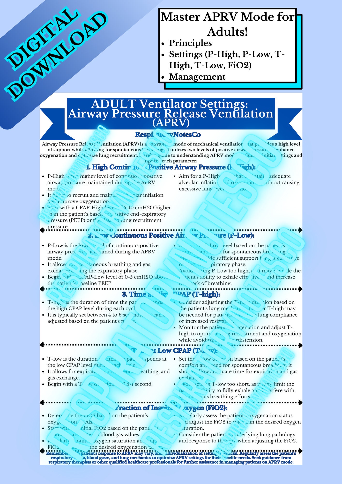 ADULT Mechanical Ventilation Study Guide Bundle Respiratory Therapist ...