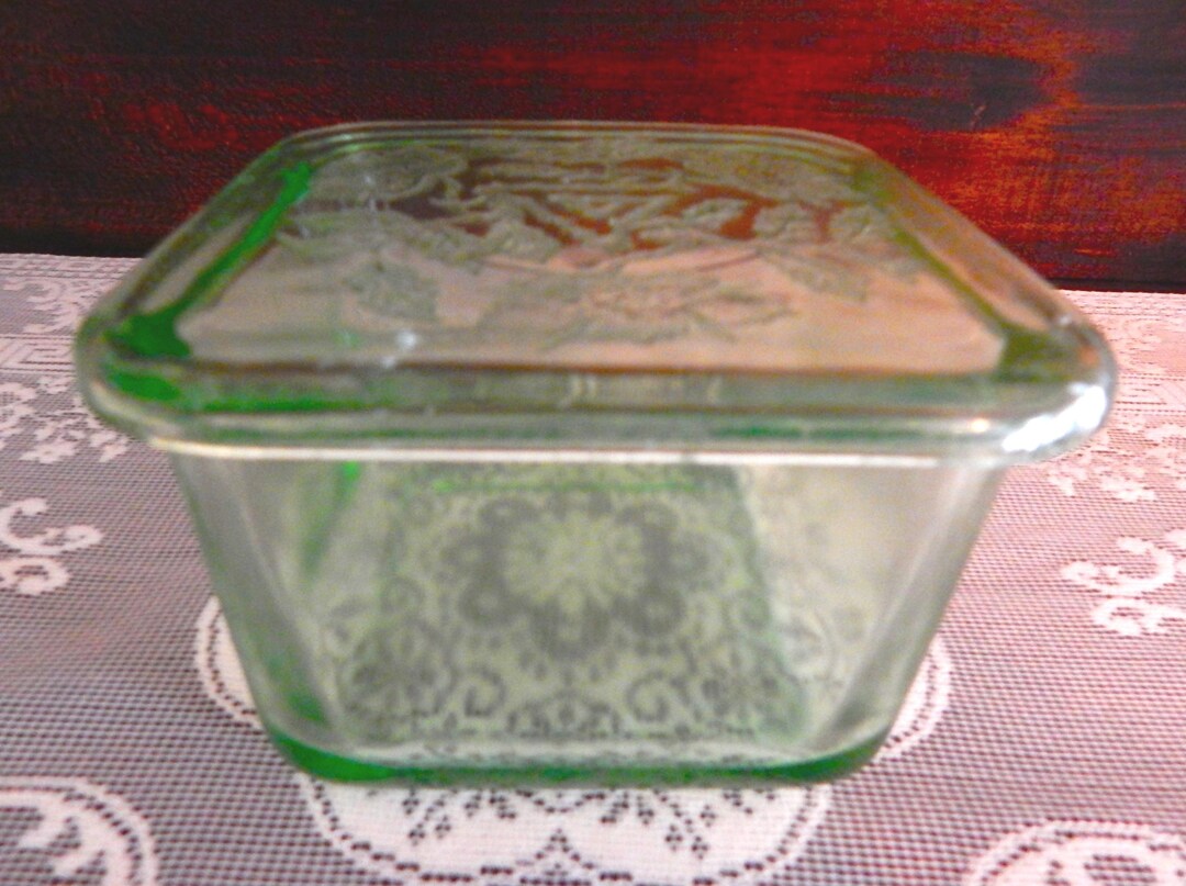 Vintage Green Uranium Depression Poppy Refrigerator Box/jar - Etsy