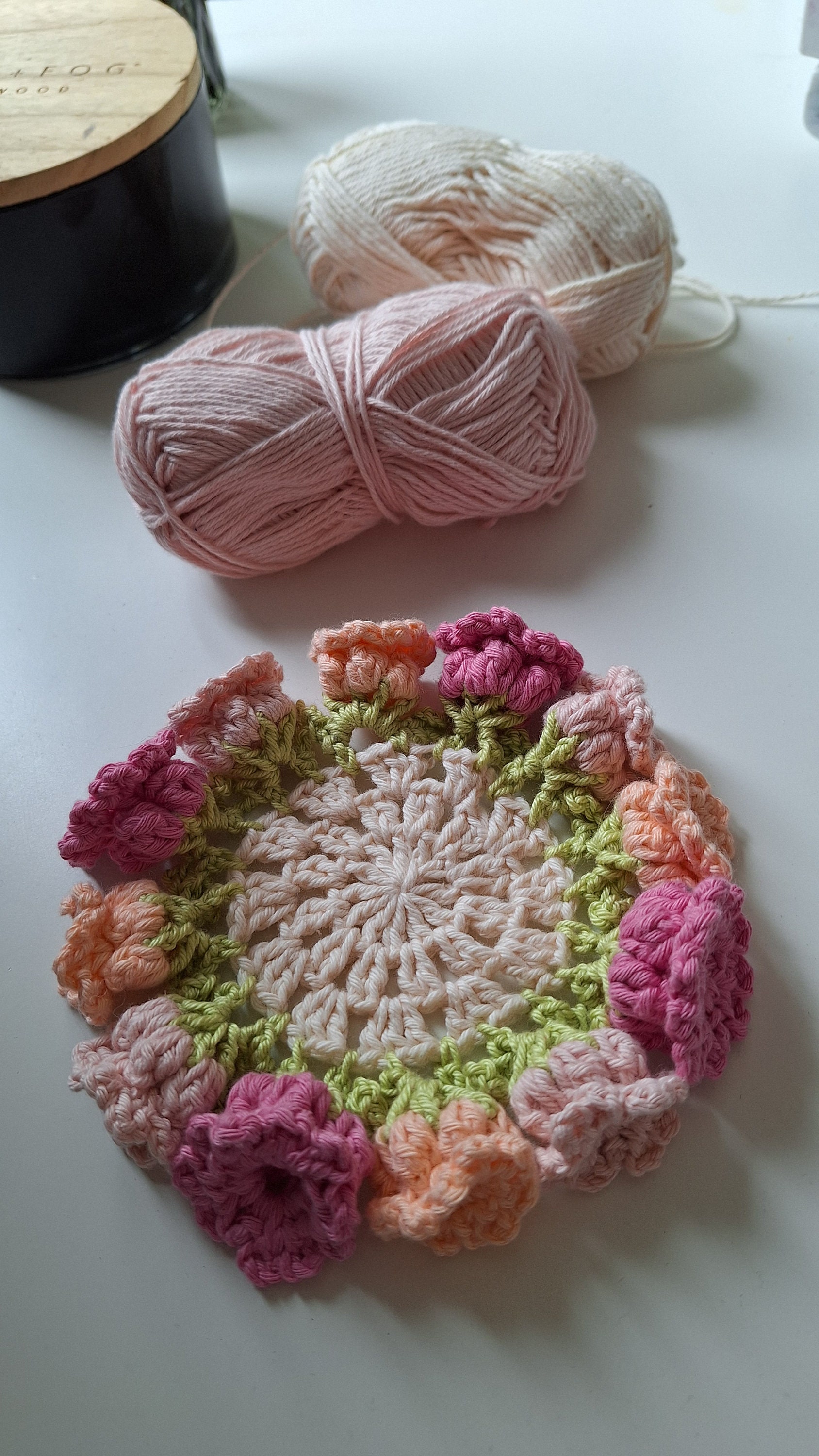 Crochet Flower Coaster Set - Etsy