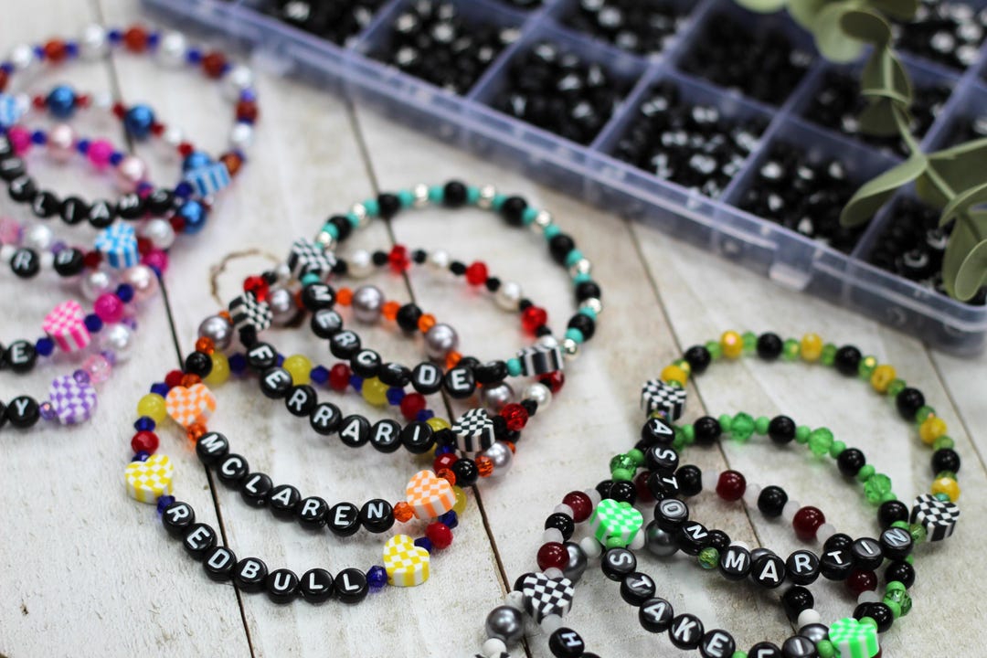 Formula 1 Checkered Hearts Collection | F1 Beaded Friendship Bracelets ...