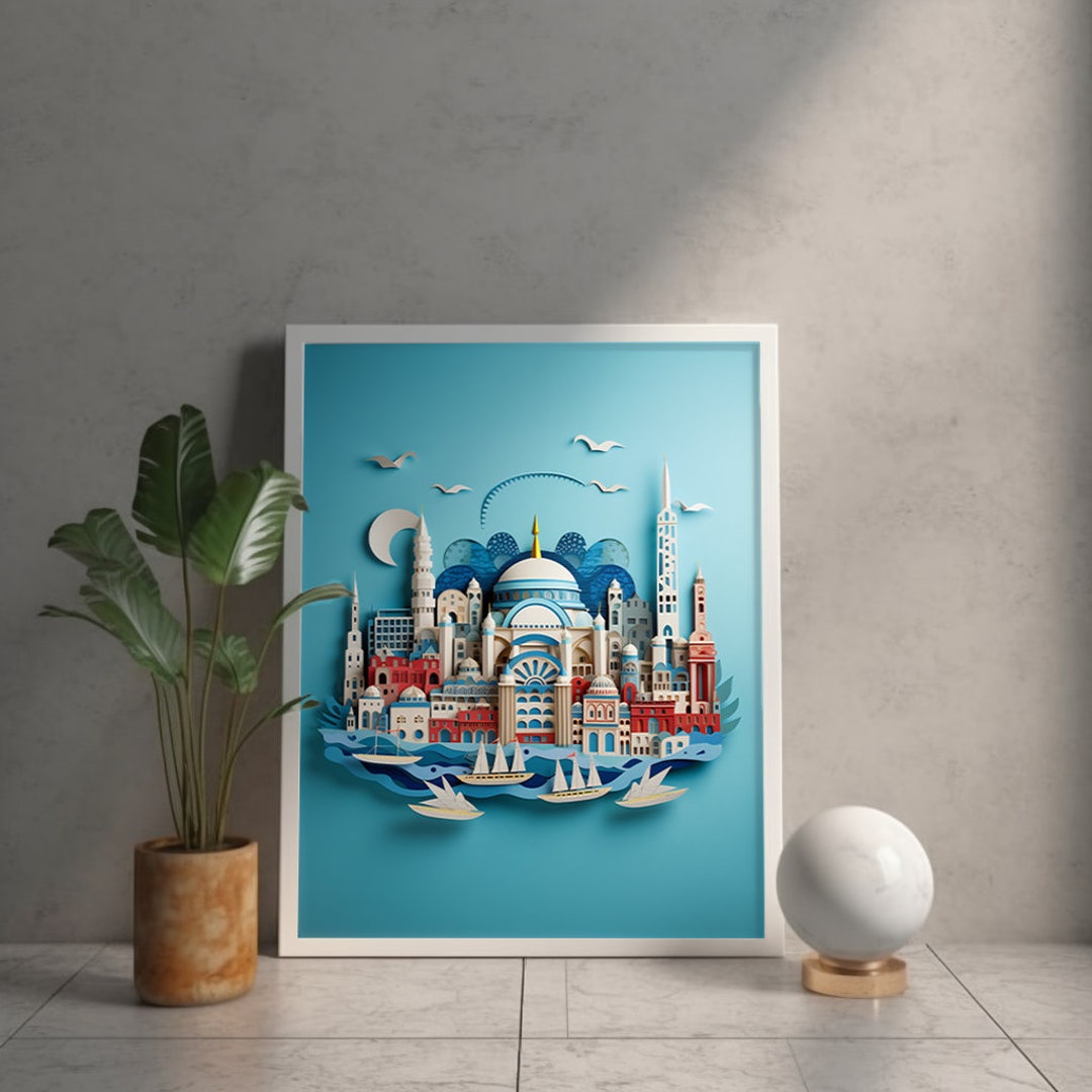 Paper Cur Art Illustration of Istanbul Instant Digital - Etsy