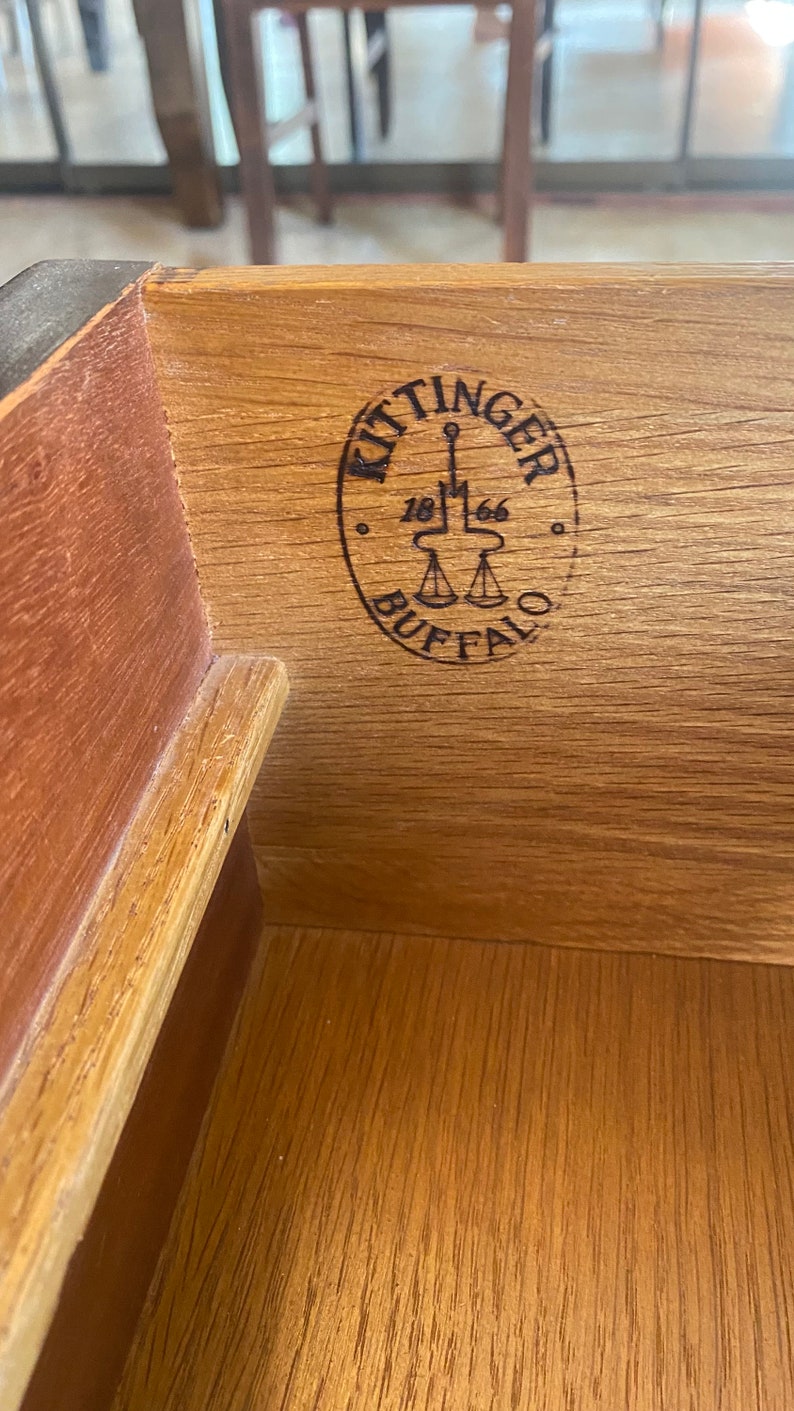 Signed Kittinger 2 Drawer Buffet Server With Brass Gallery and Copper ...