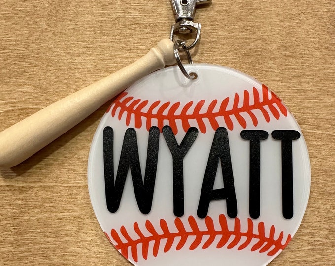 Custom Baseball Name Keychains Baseball Keychains Baseball Personalized ...