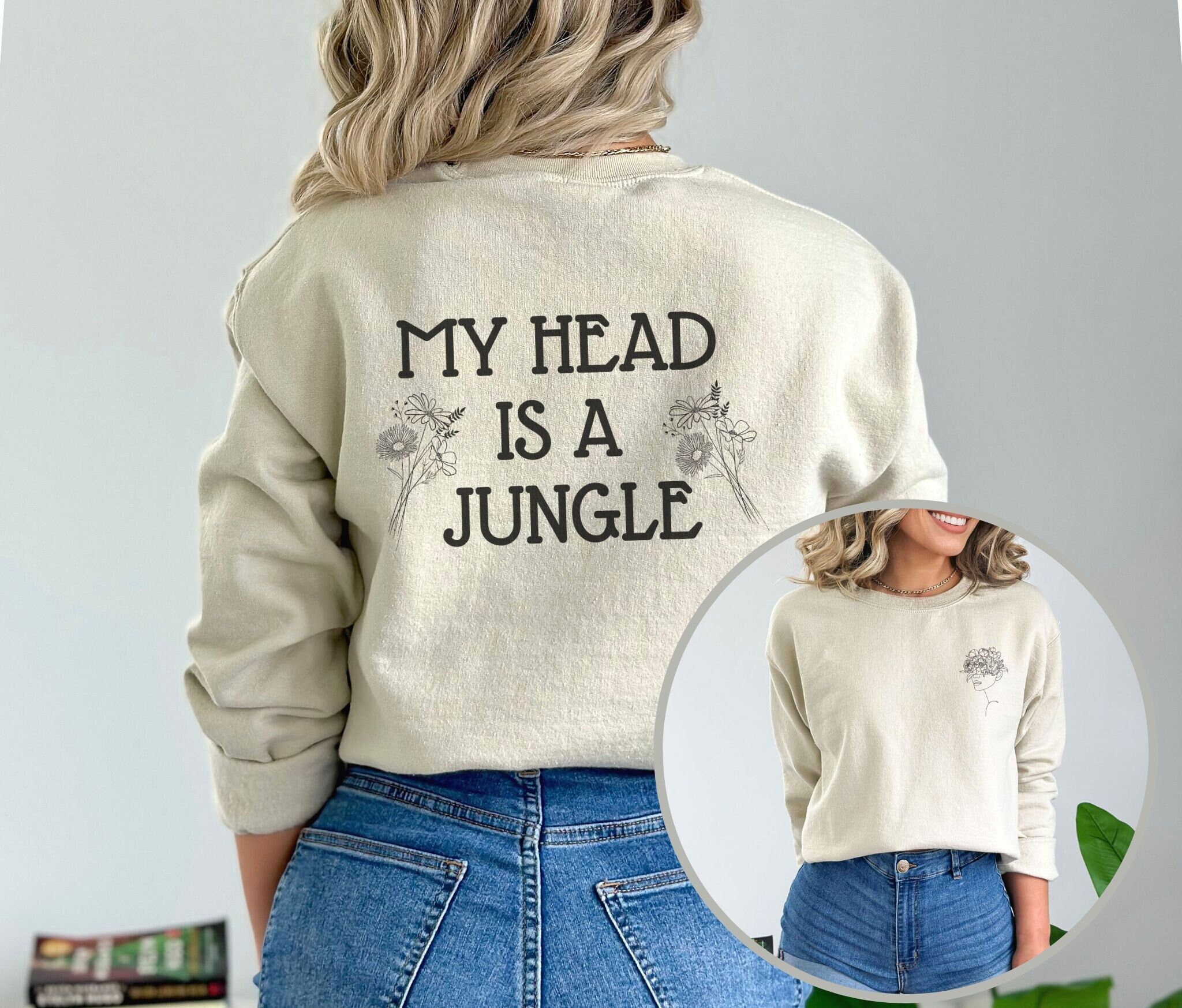 Front and Back Printed Sweatshirt, Trendy Back Sweatshirt, Mental ...