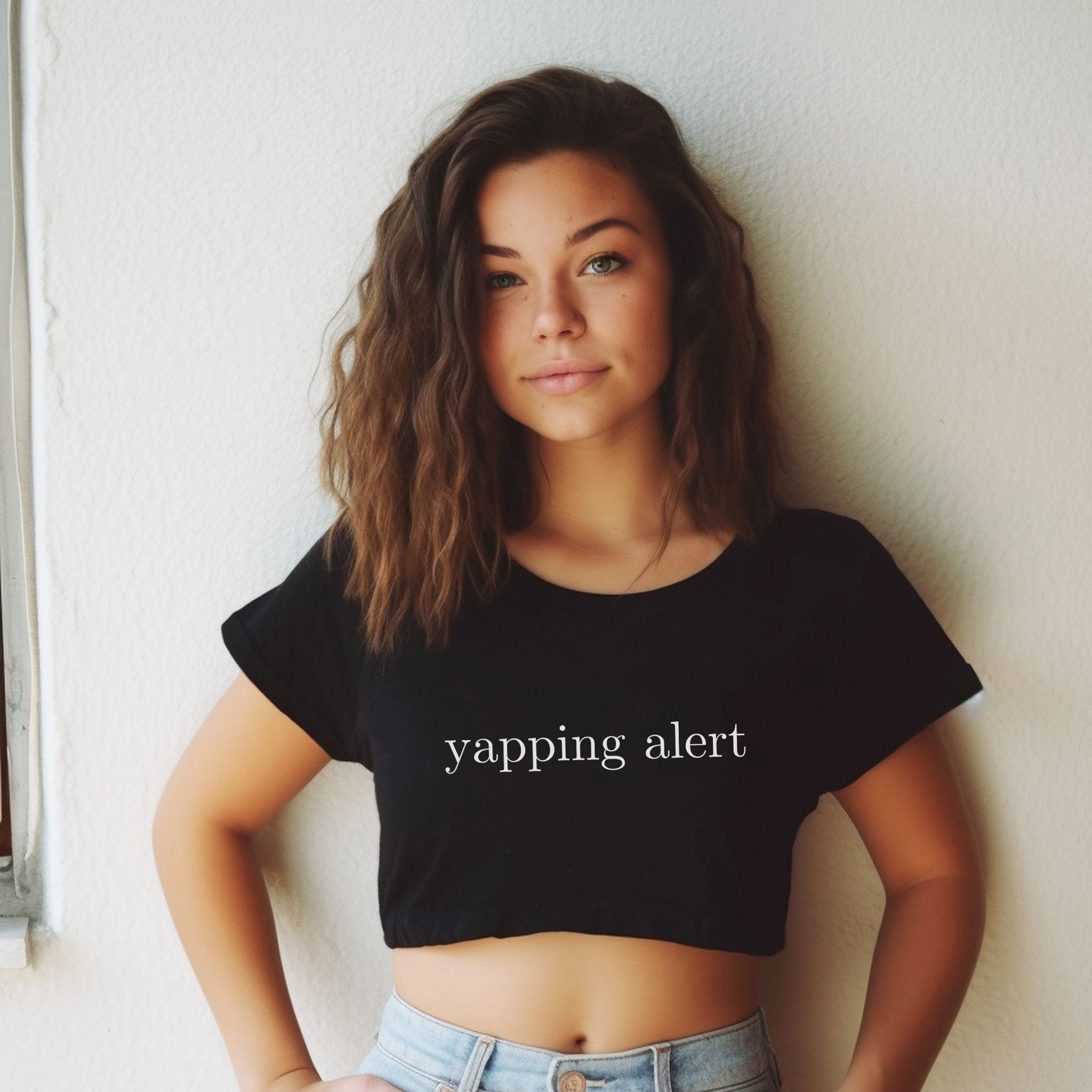 Yapping Alert Crop Top, Professional Yapper Flowy Baby Tee, Funny Meme ...