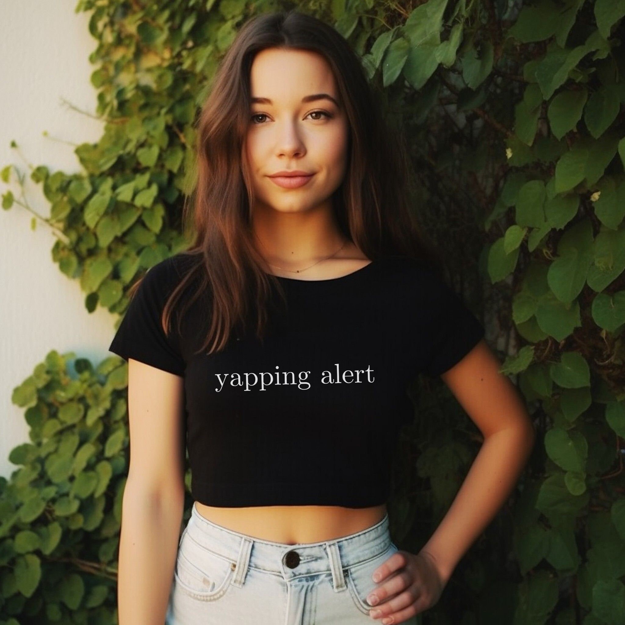 Yapping Alert Crop Top, Professional Yapper Flowy Baby Tee, Funny Meme ...
