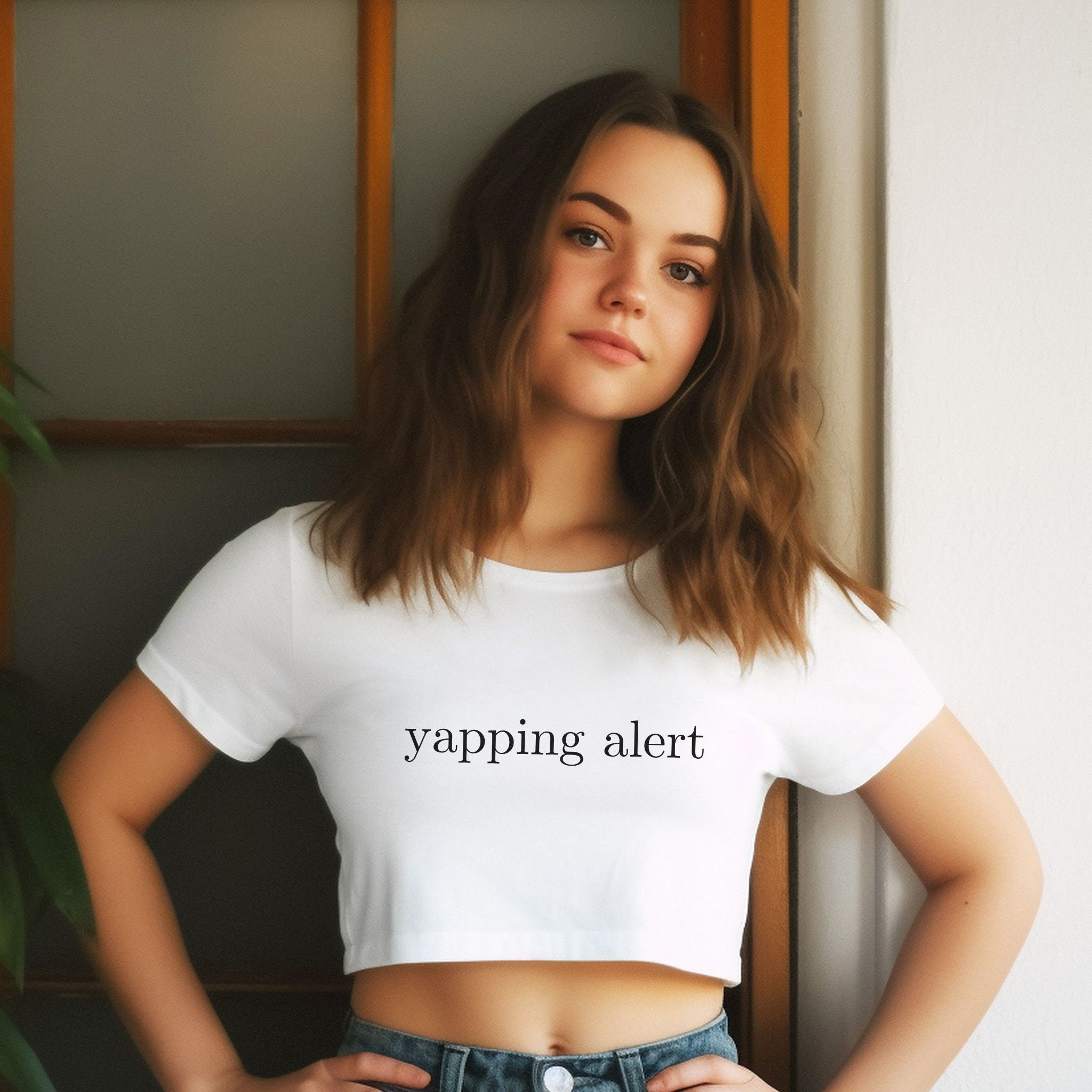 Yapping Alert Crop Top, Professional Yapper Flowy Baby Tee, Funny Meme ...