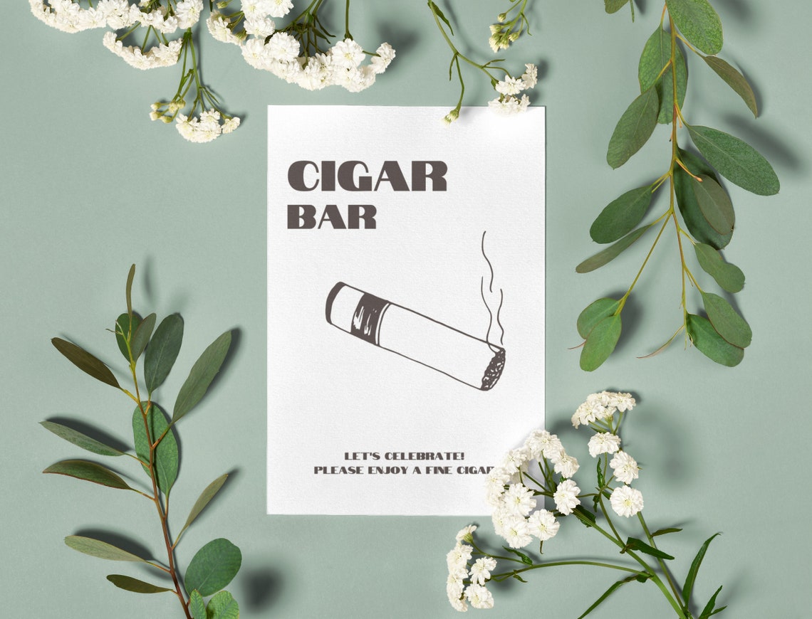 Printable Cigar Bar Sign, Wedding Cigar Bar PDF, Beautiful Cigar Bar ...