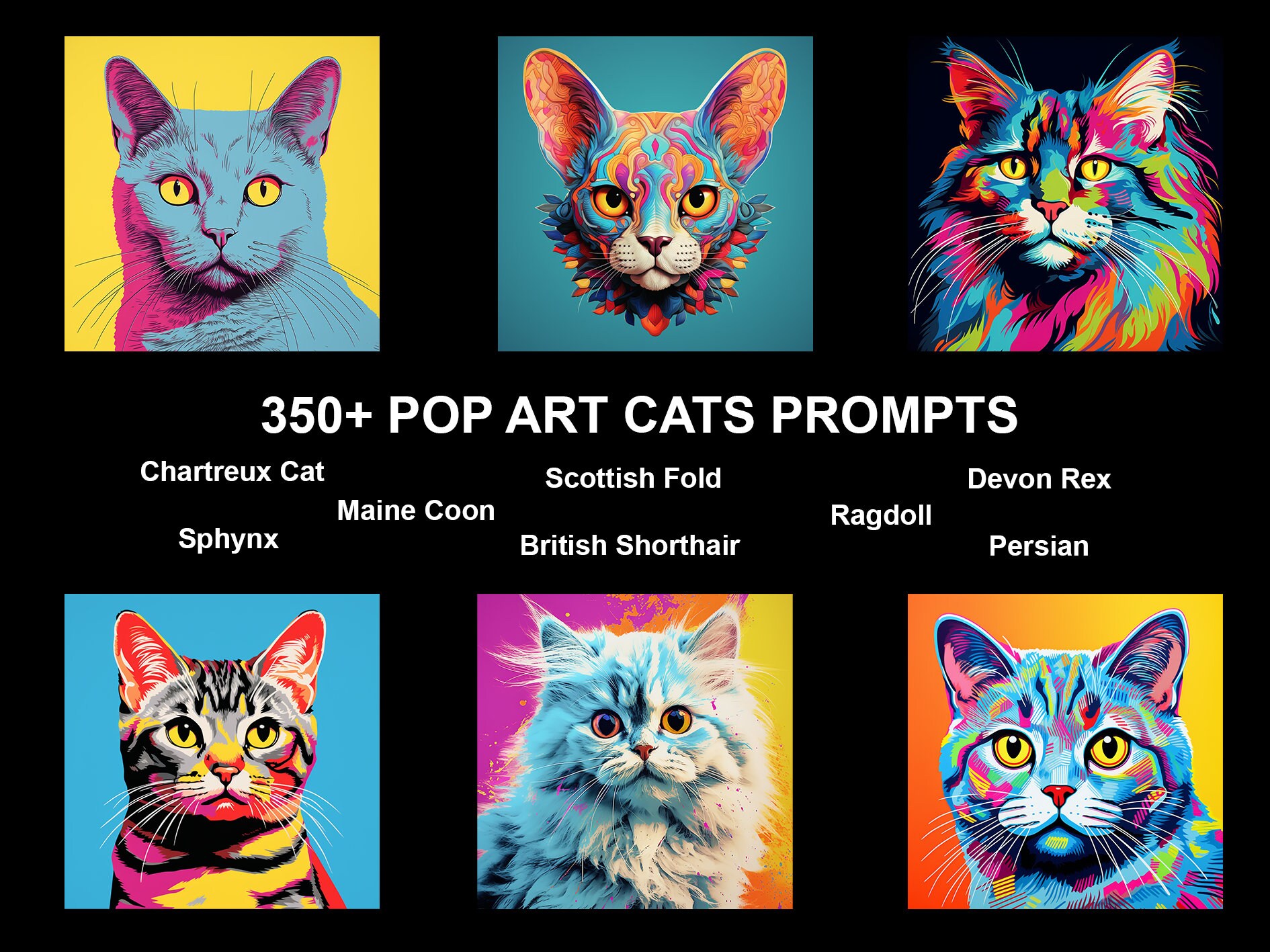 350 Pop Art Cats Prompts for Midjourney - Etsy