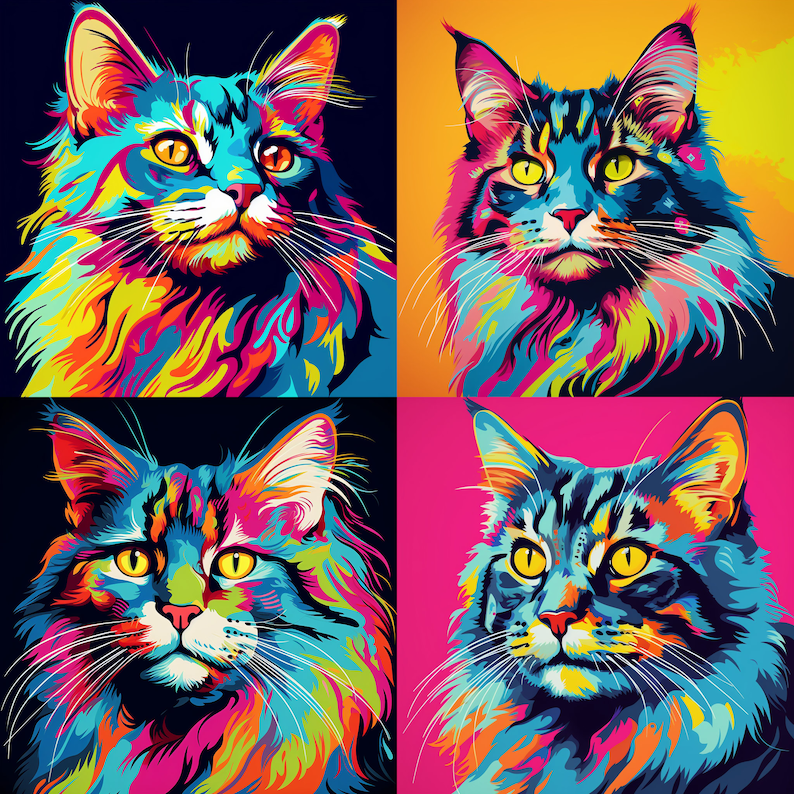 350 Pop Art Cats Prompts for Midjourney - Etsy