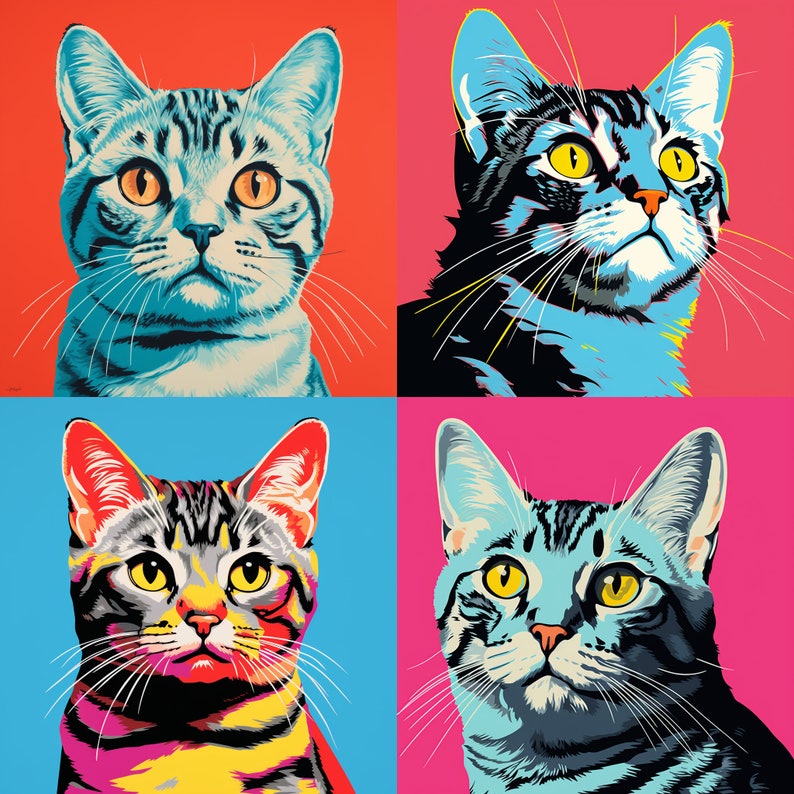 350 Pop Art Cats Prompts for Midjourney - Etsy