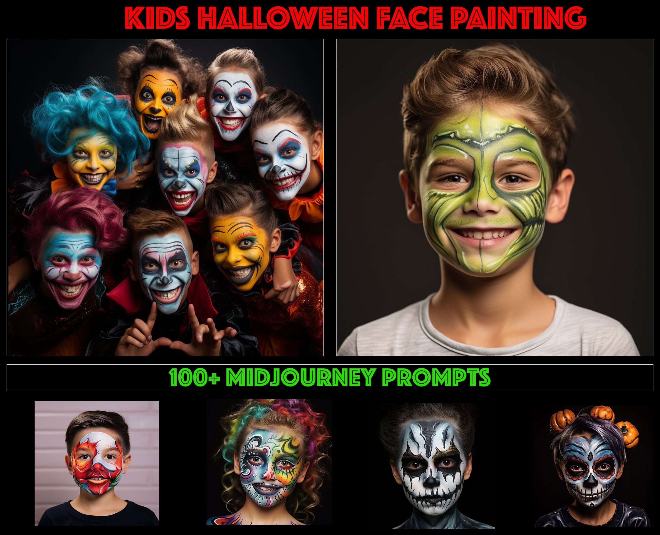 Face Painting Models-prompts for Halloween (for Children) - Etsy