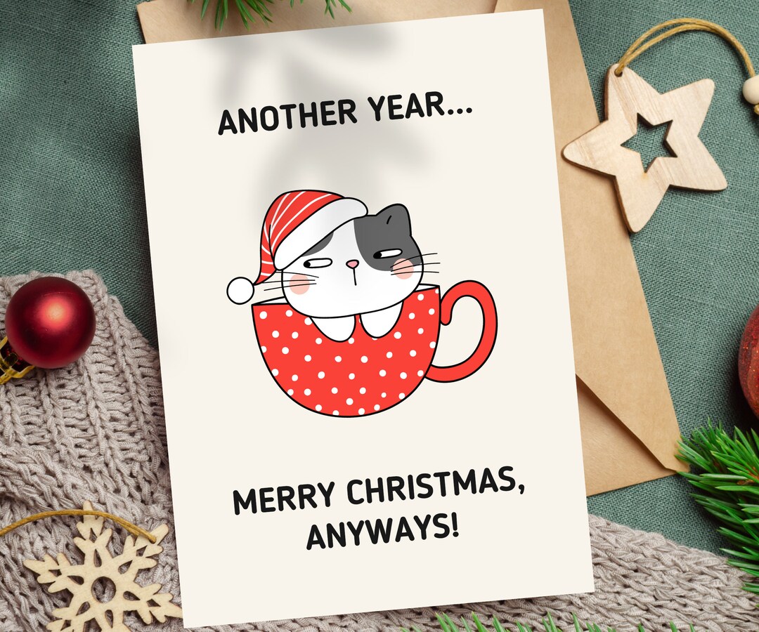 Christmas Card Printable Christmas Cat Gift Card Funny - Etsy