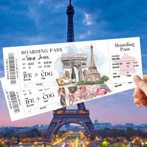 Editable Ticket Template Paris Surprise Boarding Pass Ticket, Trip ...