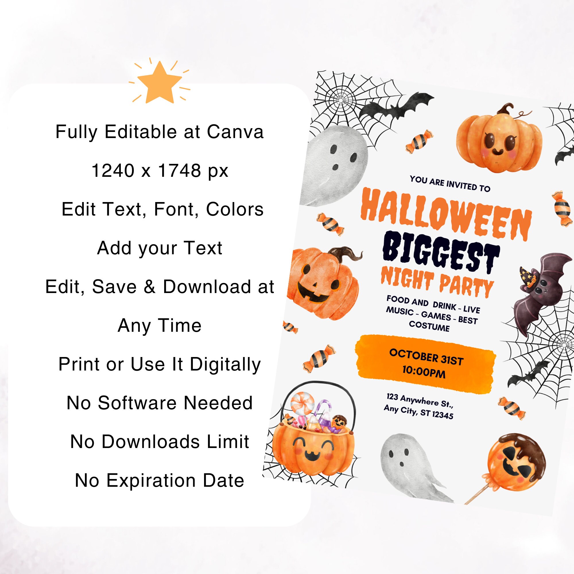 Editable and Printable Four Ever Spooky Halloween Party - Etsy