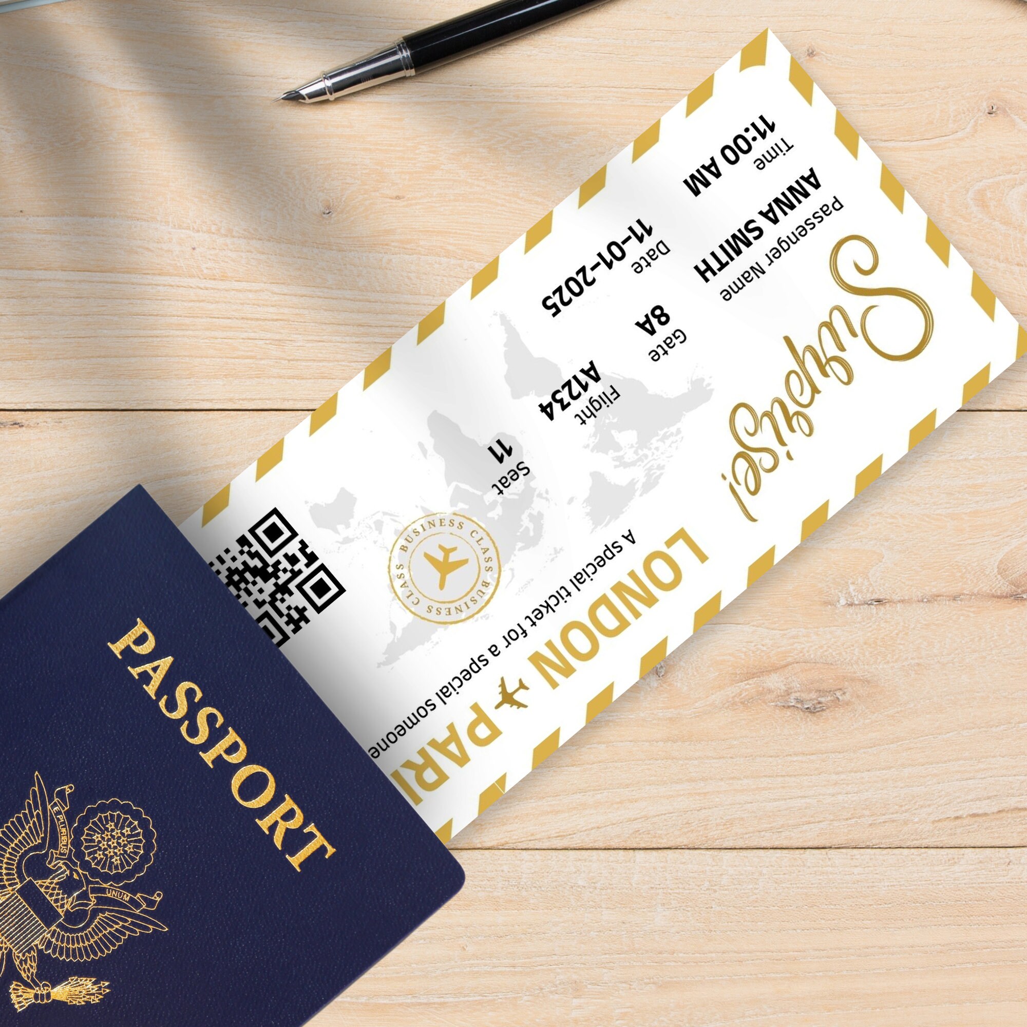Pack 3 Editable Boarding Pass Template, Airline Ticket Canva, Printable ...