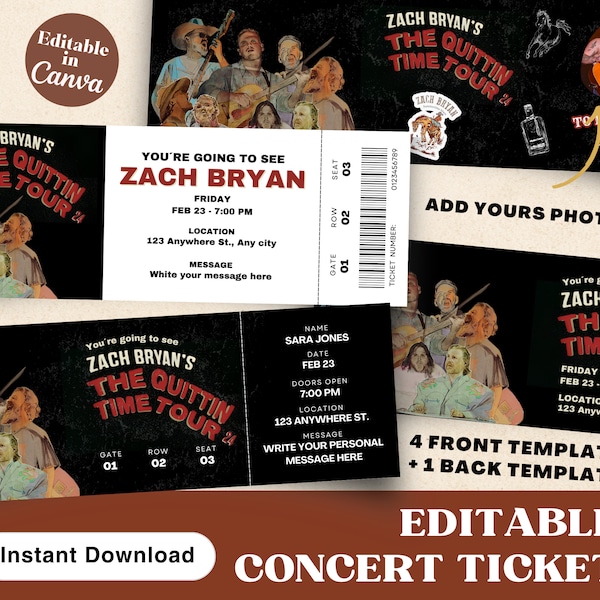 Zach Bryan Ticket Template - Etsy